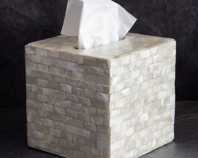 Natural Capiz Shell Square Tissue Box | Elegant Cube Tissue Holder ...