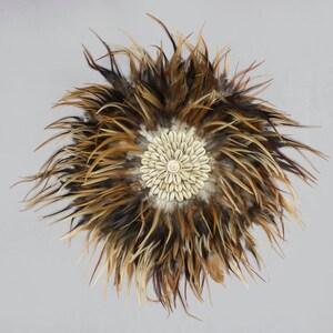 Brown Feather and Shell Wall Hanging Juju Hat Feather Wall - Etsy