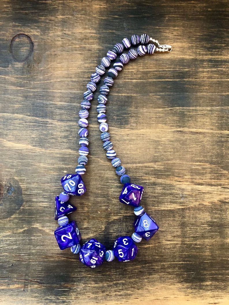 Dice Necklace, Dnd Necklace, 19", Malachite Beads and Sterling Silver ...