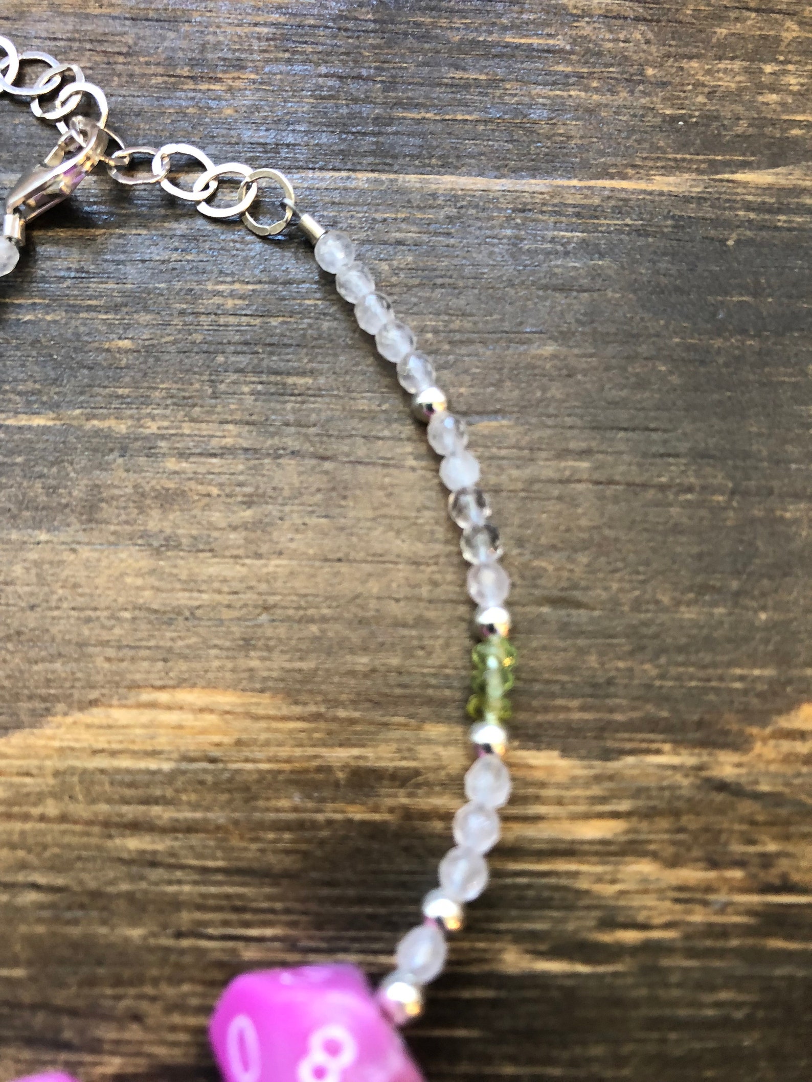 Dice Bracelet, Caduceus, Dnd, D20, MTG, Rose Quartz & Peridot, Sterling ...