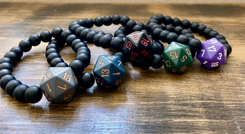 DND Bracelet Dnd Jewelry D20 MTG Onyx Beads Critical - Etsy