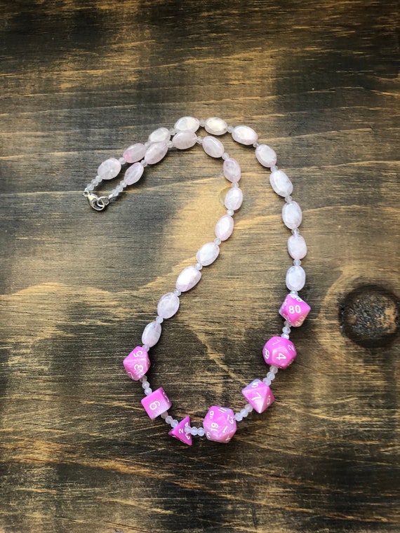 DnD Necklace Caduceus Rose Quartz and Sterling Silver | Etsy