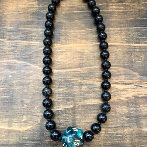 Dnd Necklace, Obsidian and Onyx Beads, Sterling Silver Clasp, D&D ...