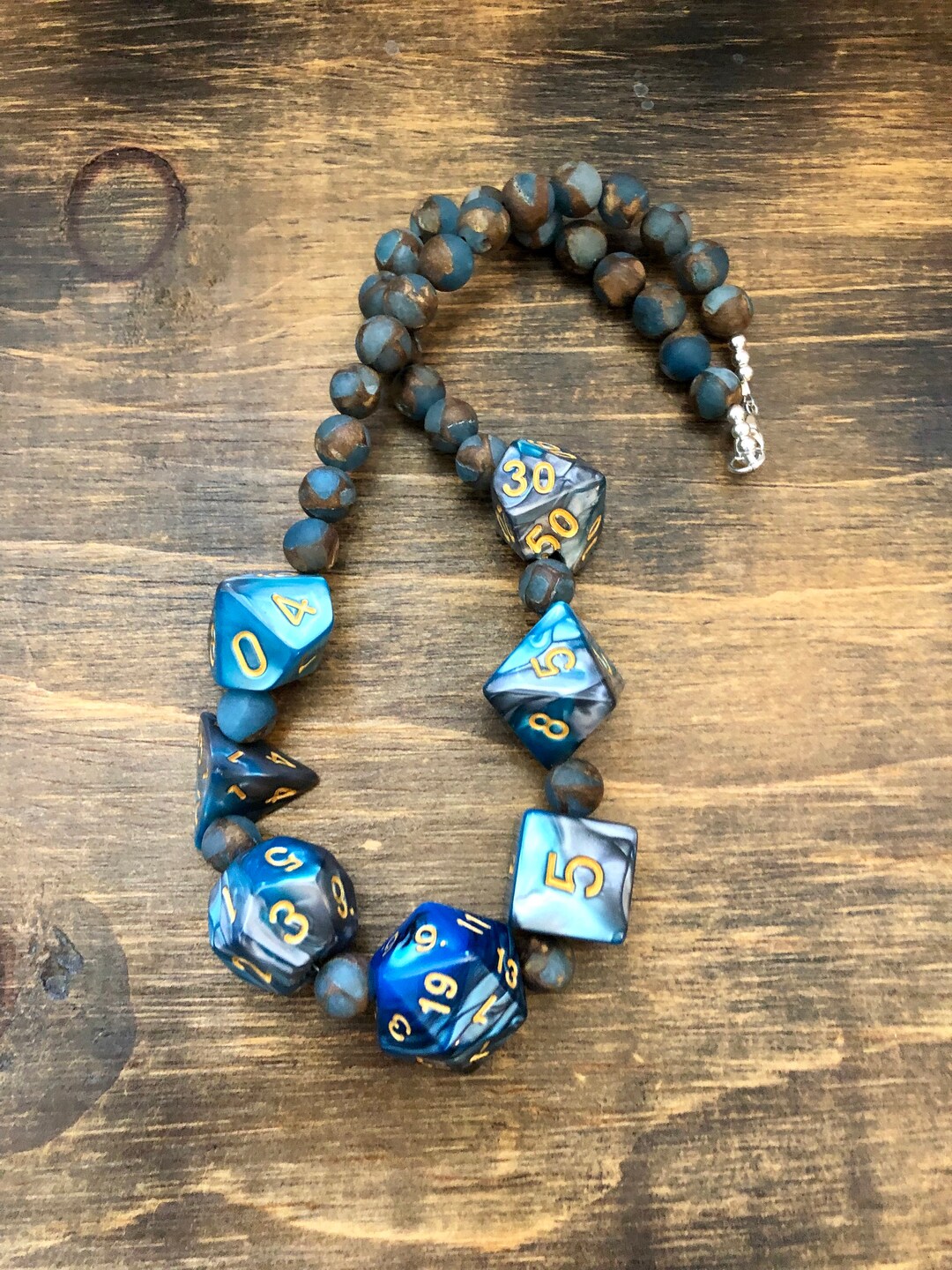 Dnd Necklace, Mosaic Quartz Beads, Sterling Silver Clasp, D&D, Critical ...