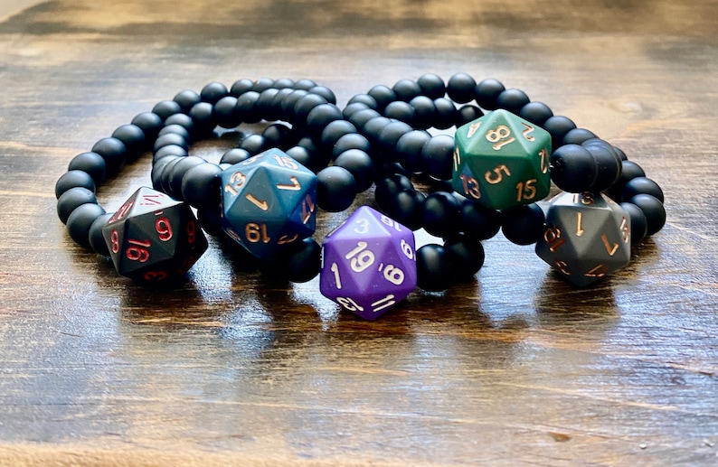DND Bracelet Dnd Jewelry D20 MTG Onyx Beads Critical - Etsy