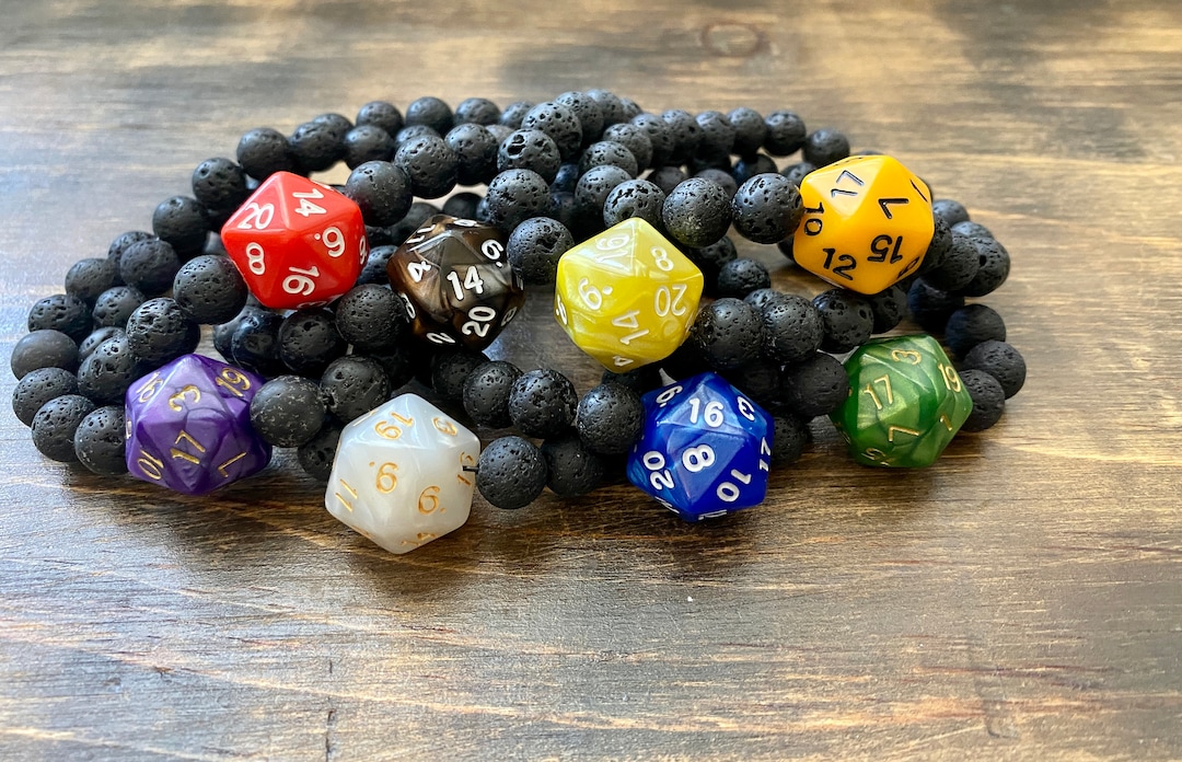 DND Bracelet, Dnd Jewelry, D20, MTG, Lava Rock Beads, Critical Role ...
