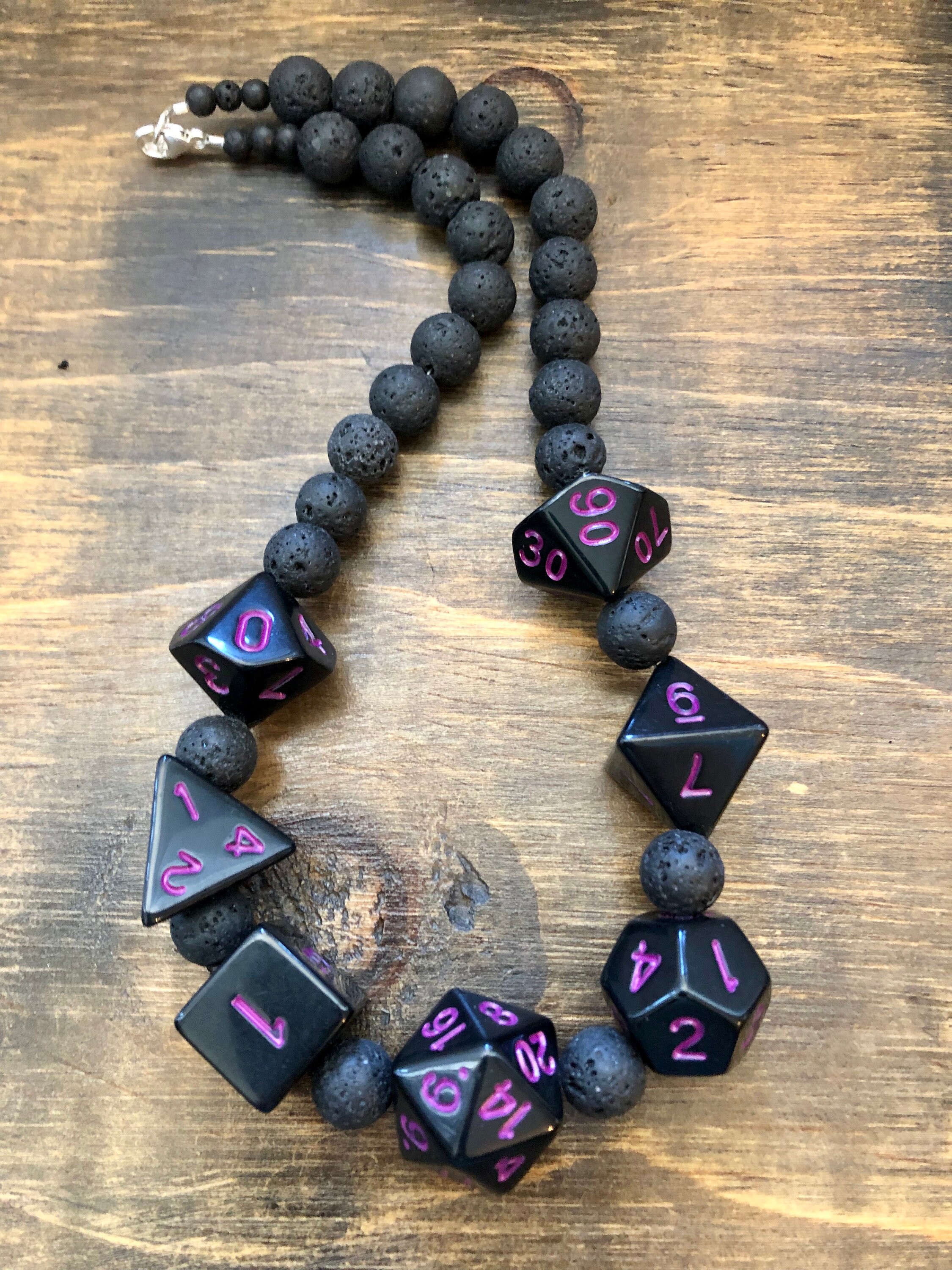 Dnd Necklace Dnd D20 MTG Lava Rock Beads & Sterling - Etsy