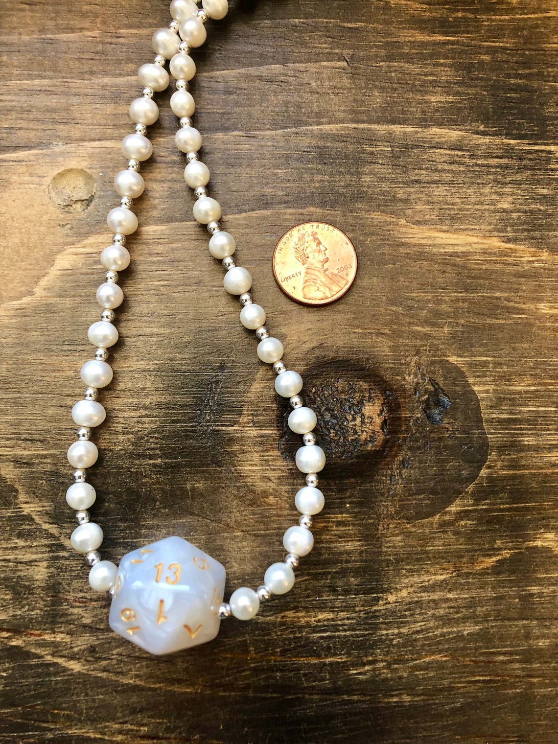 Dnd Necklace Pike Dnd D20 MTG Fresh Water Pearls | Etsy