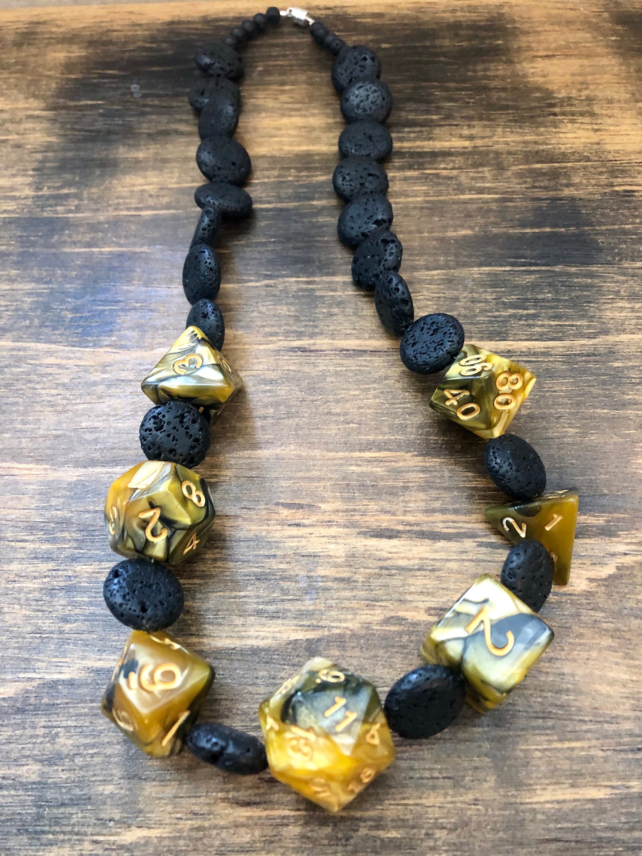 Dnd Necklace, 18.5", Dnd, D20, MTG, Lava Rock Beads & Sterling Silver ...