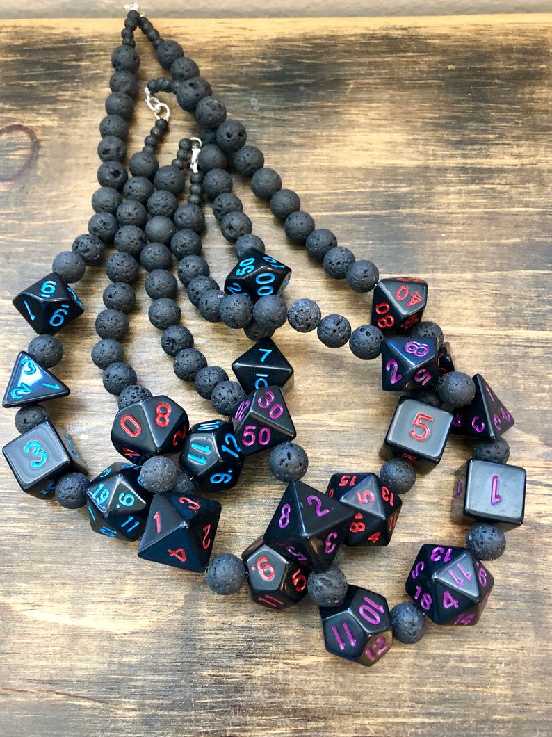 Dnd Necklace Dnd D20 MTG Lava Rock Beads & Sterling - Etsy
