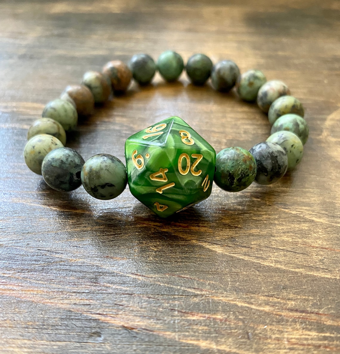 Dnd Bracelet Orym Dnd D20 MTG African Turquoise Beads - Etsy