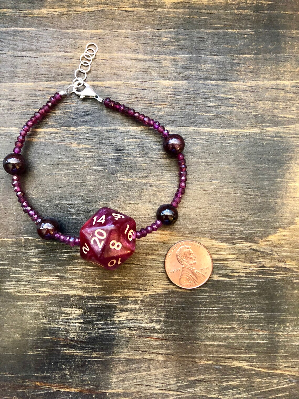 Dnd Bracelet Dnd D20 MTG Garnet Sterling Silver RPG - Etsy