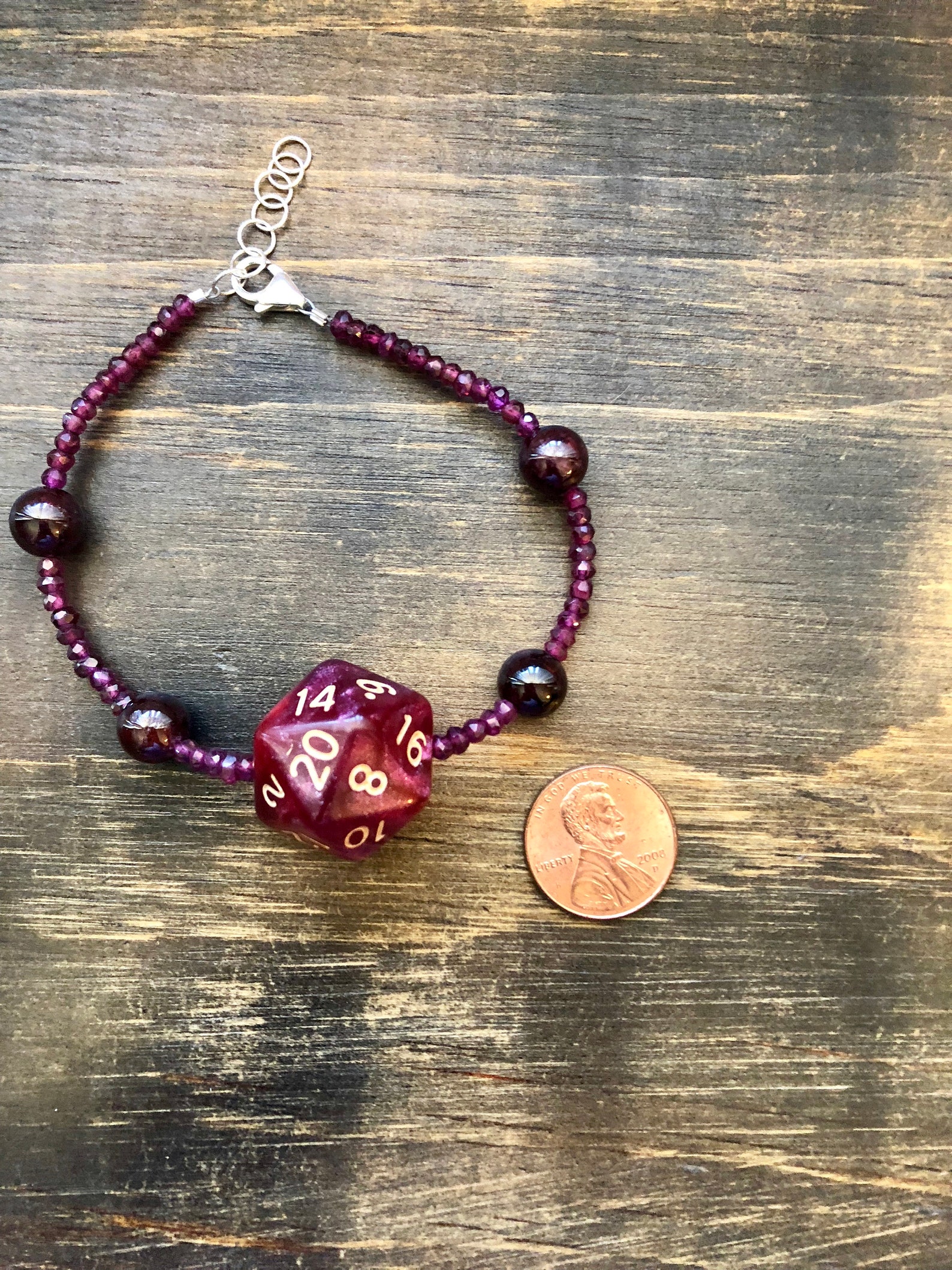 Dnd Bracelet Dnd D20 MTG Garnet Sterling Silver RPG - Etsy