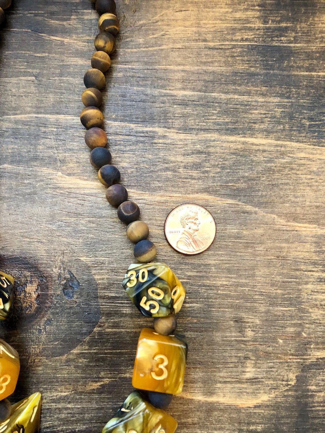 Dungeons and Dragons Necklace, Dnd, Tigers Eye Beads, Sterling Silver ...