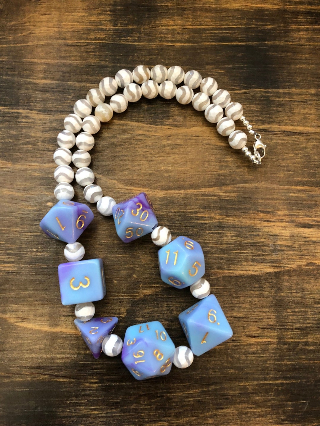 Dnd Necklace, Agate Beads, Sterling Silver Clasp, D&D, Critical Role ...