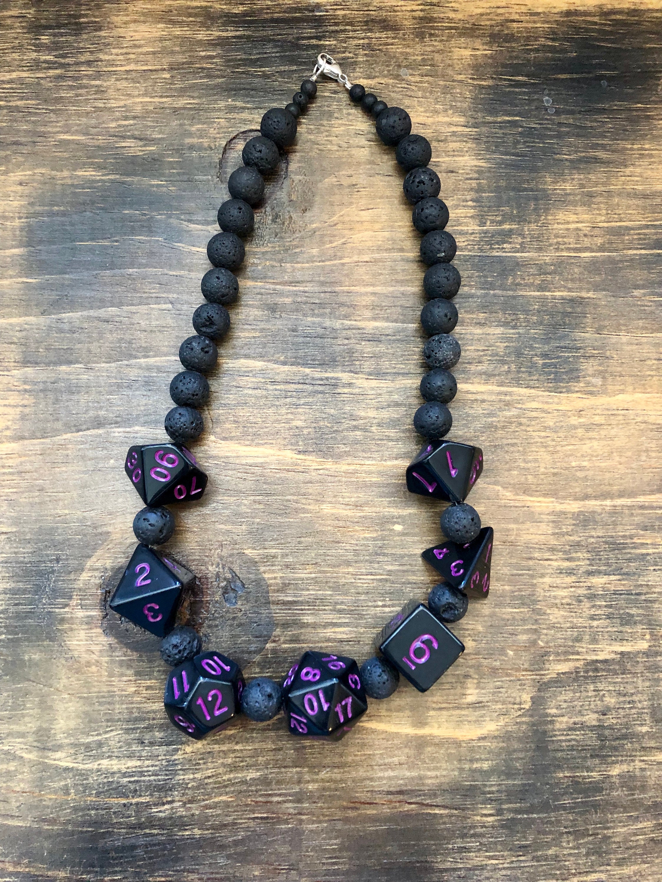 Dnd Necklace Dnd D20 MTG Lava Rock Beads & Sterling - Etsy