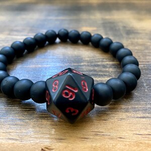 DND Bracelet, Dnd Jewelry, D20, MTG, Onyx Beads, Critical Role, RPG ...