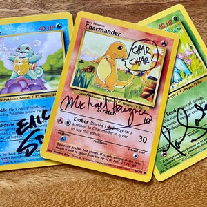 Autographed Pokemon Cards Get All 3 Starters Signed by Actors Who ...