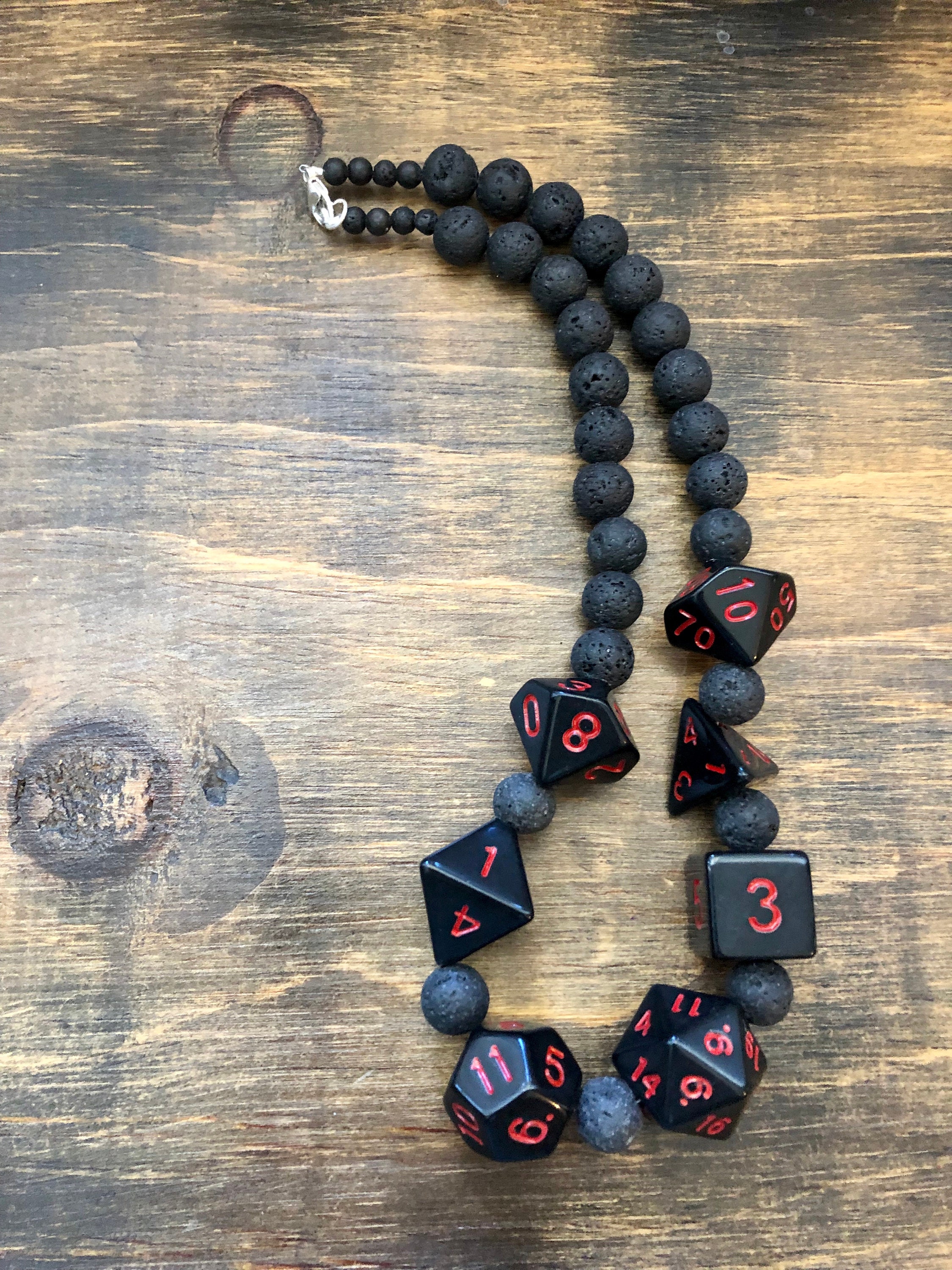Dnd Necklace Dnd D20 MTG Lava Rock Beads & Sterling - Etsy