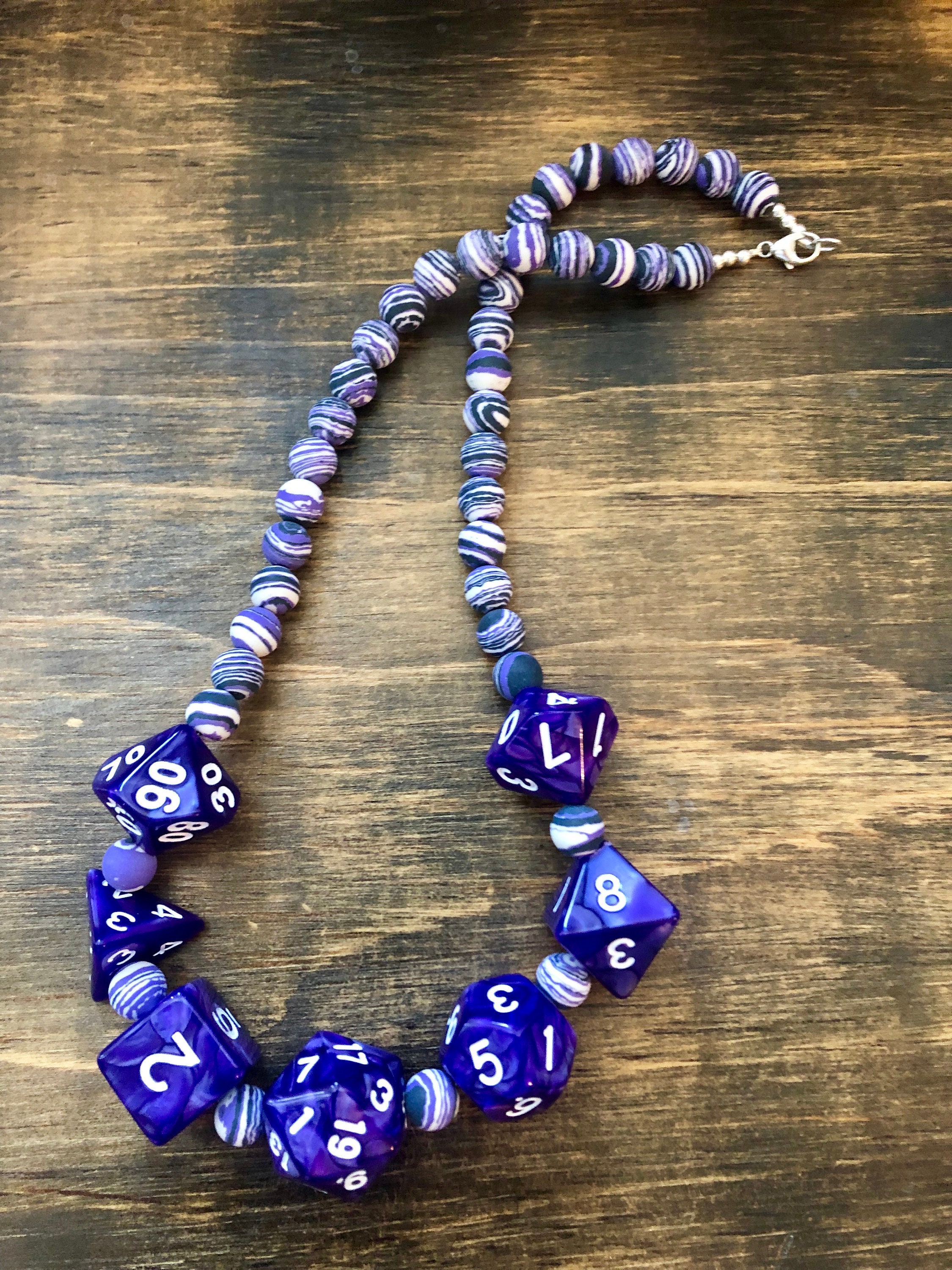 Dice Necklace Dnd Necklace 19 Malachite Beads and - Etsy UK