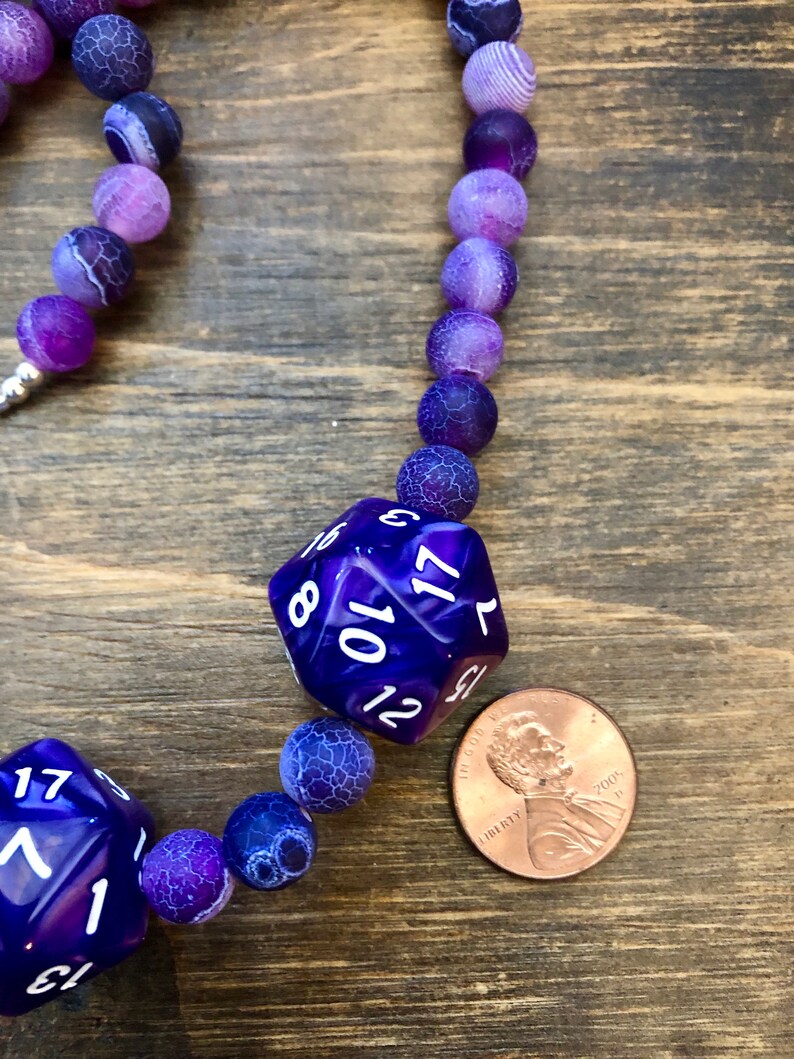 Dice Necklace Dnd Necklace 17 Agate Beads Sterling - Etsy