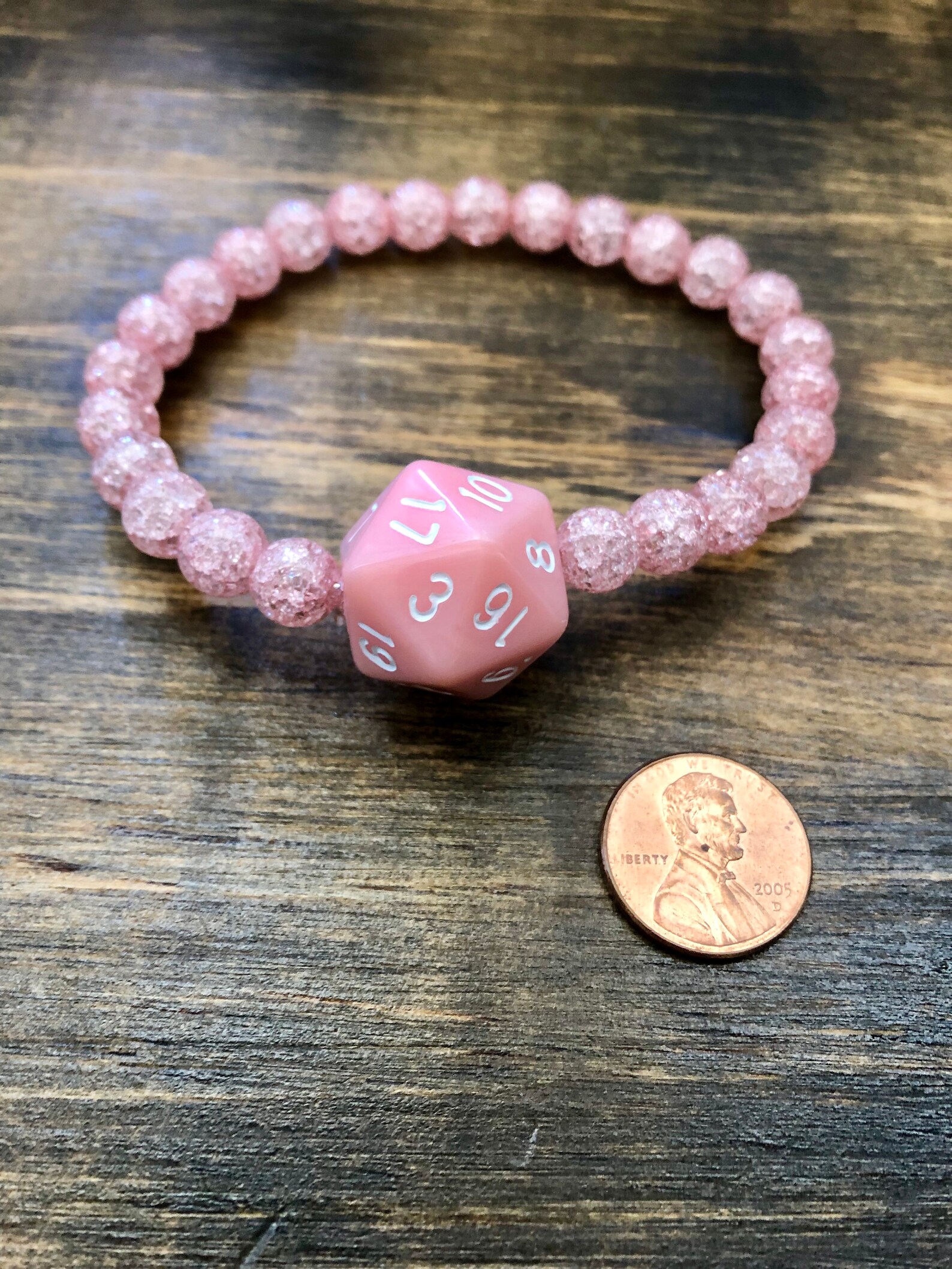 Dnd Bracelet Rose Crackle Quartz Beads Elastic Bracelet - Etsy