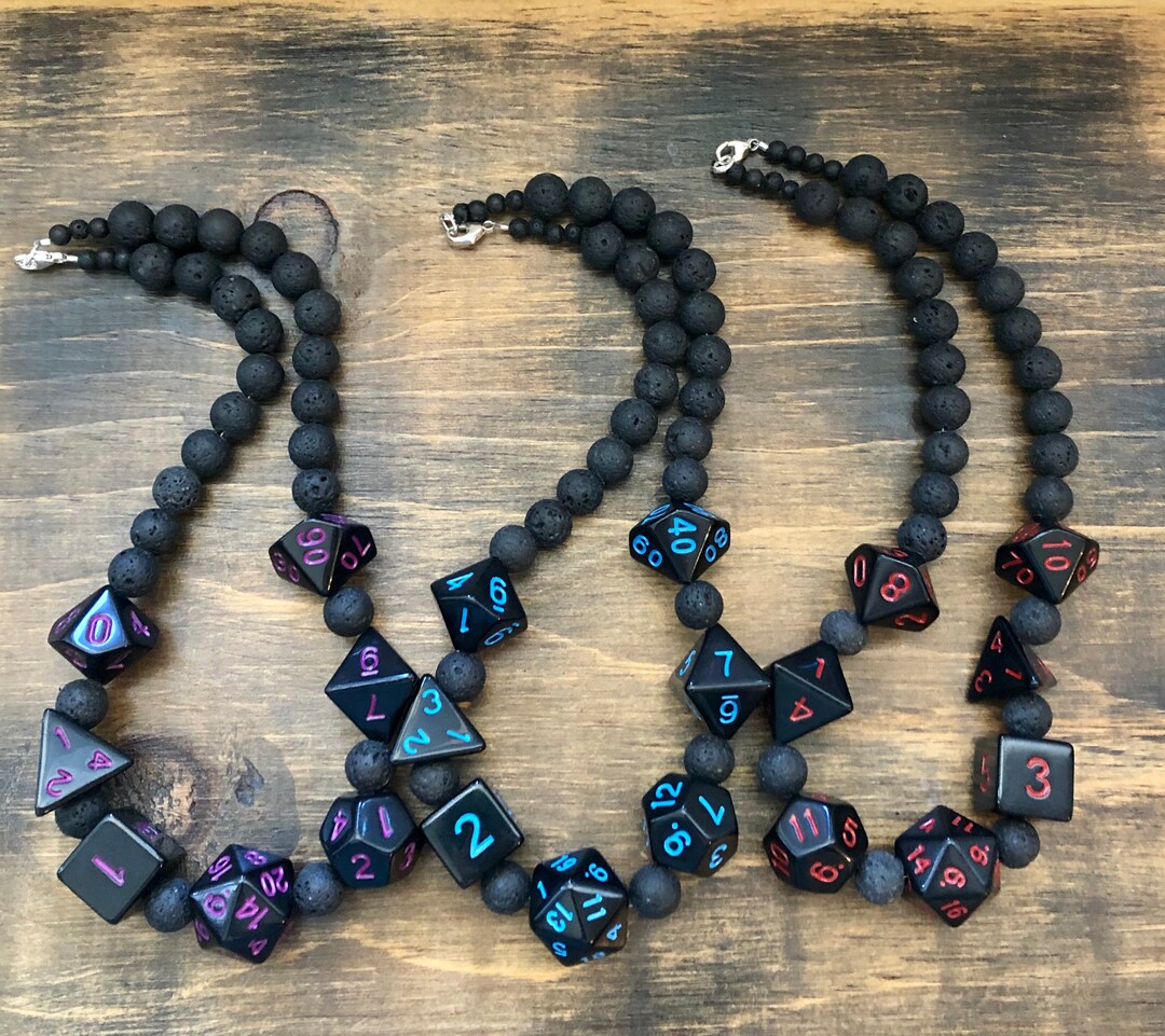 Dnd Necklace, Dnd, D20, MTG, Lava Rock Beads & Sterling Silver, Unisex ...