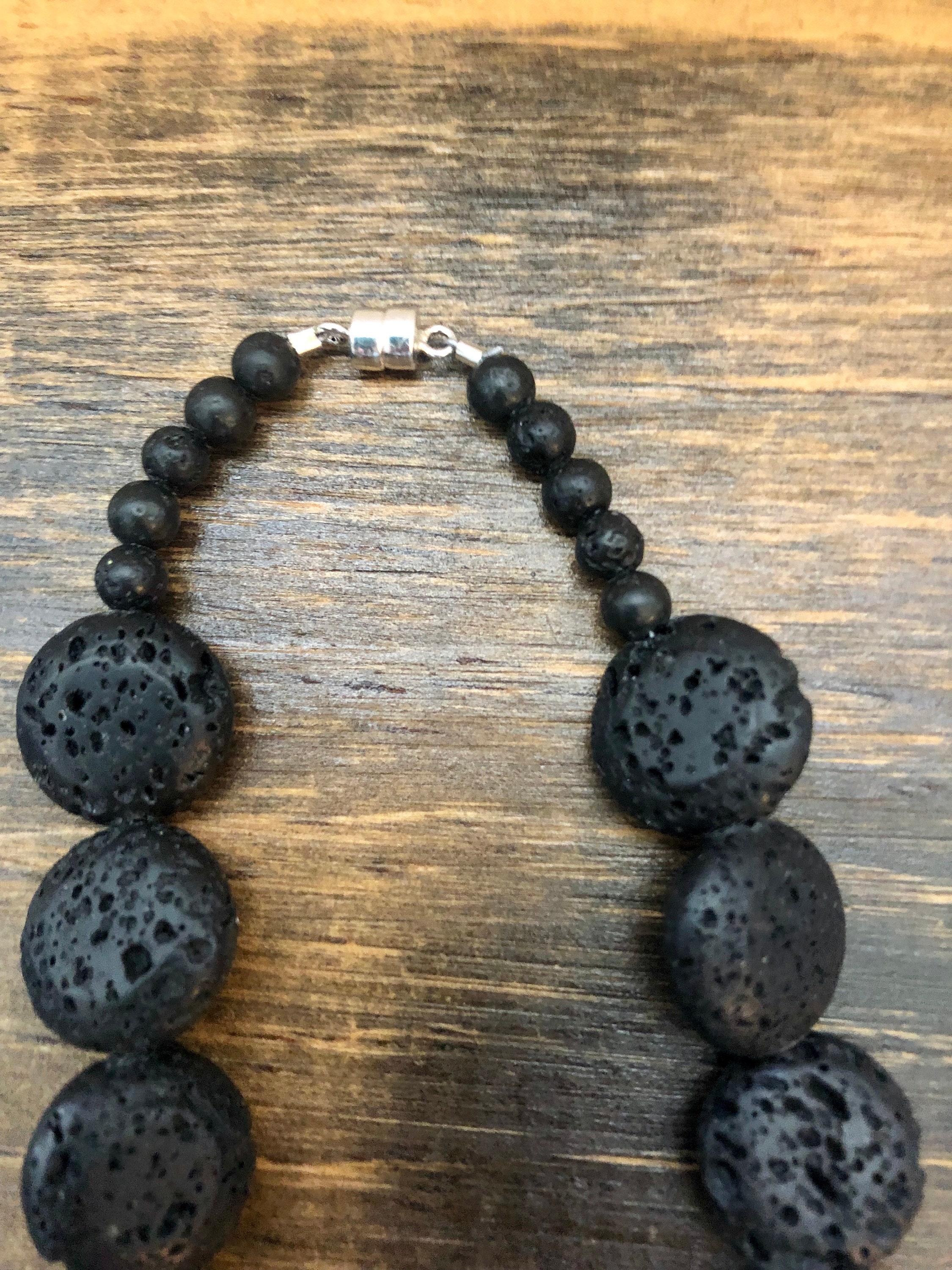 Dnd Necklace, 18.5", Dnd, D20, MTG, Lava Rock Beads & Sterling Silver ...