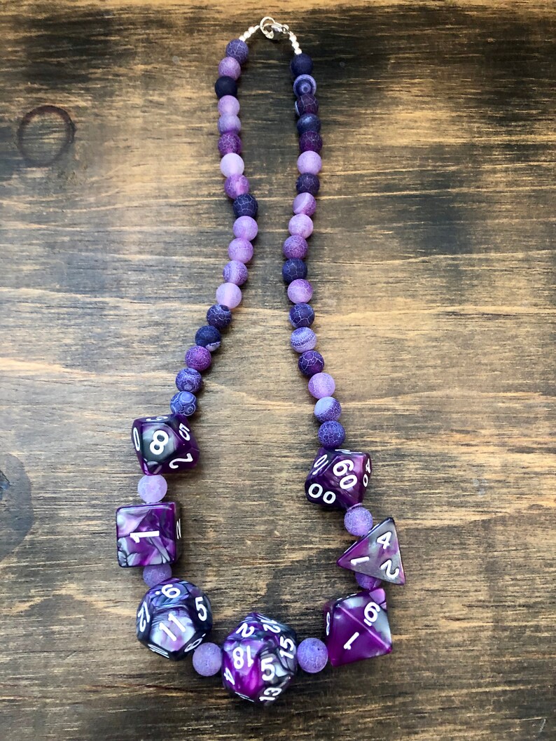 Dnd Necklace, Agate Beads, Sterling Silver Clasp, D&D, Critical Role ...