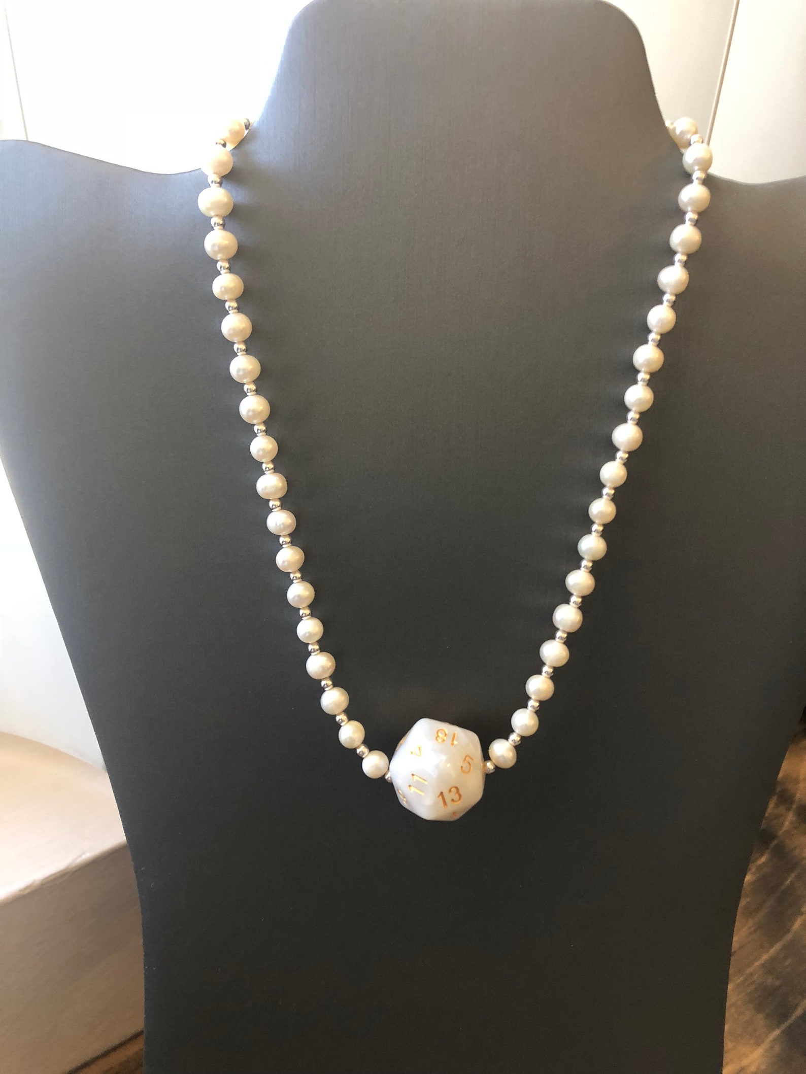 Dnd Necklace Pike Dnd D20 MTG Fresh Water Pearls | Etsy