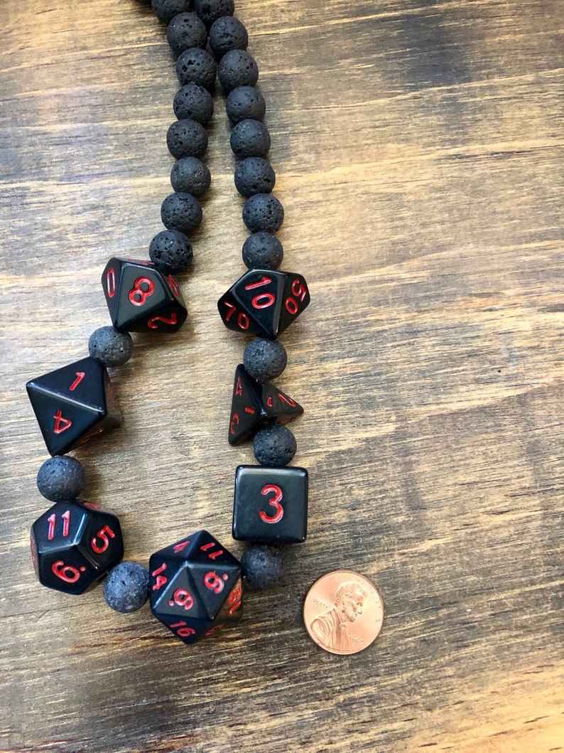 Dnd Necklace Dnd D20 MTG Lava Rock Beads & Sterling - Etsy