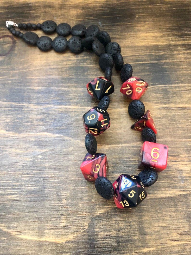 DnD Necklace 18.5 DnD D20 MTG Lava Rock Beads & | Etsy