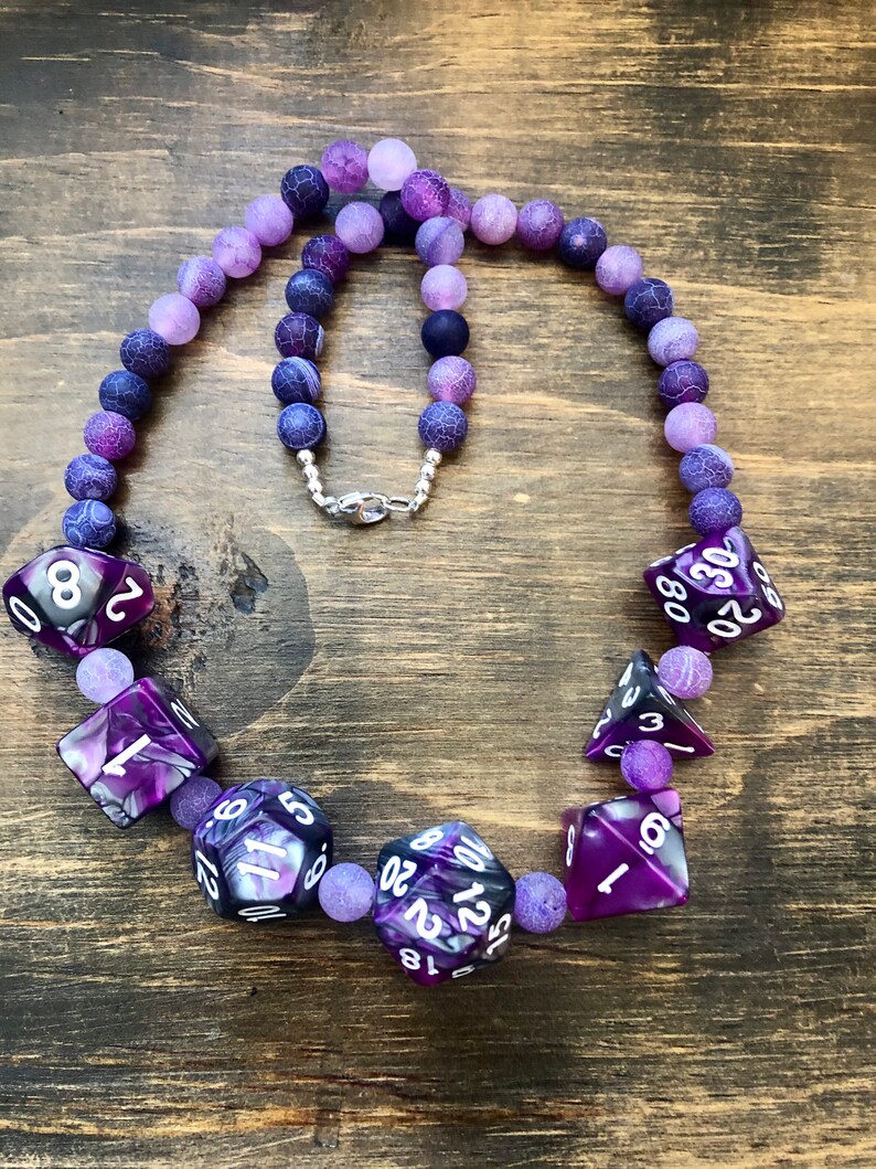 Dnd Necklace, Agate Beads, Sterling Silver Clasp, D&D, Critical Role ...