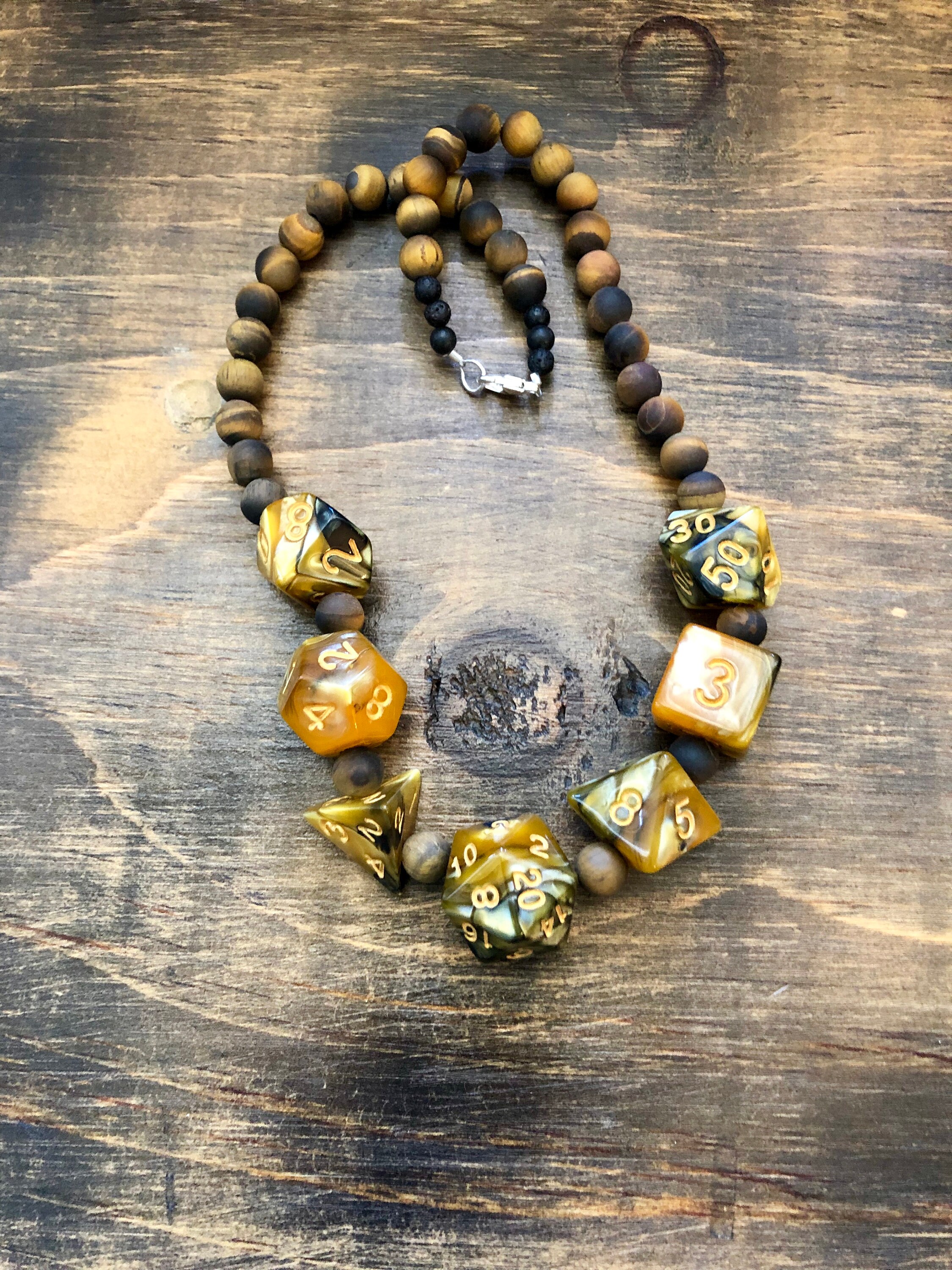 Dungeons and Dragons Necklace Dnd Tigers Eye Beads Sterling - Etsy