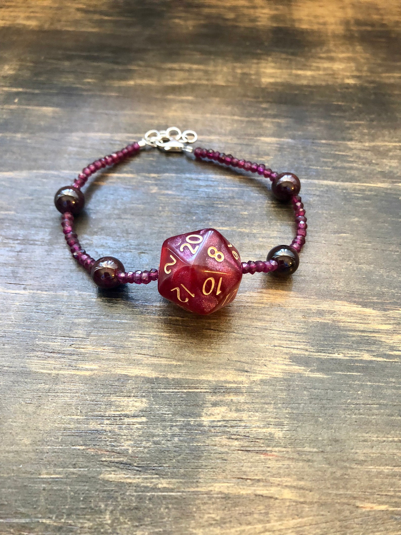 Dnd Bracelet Dnd D20 MTG Garnet Sterling Silver RPG - Etsy Sweden