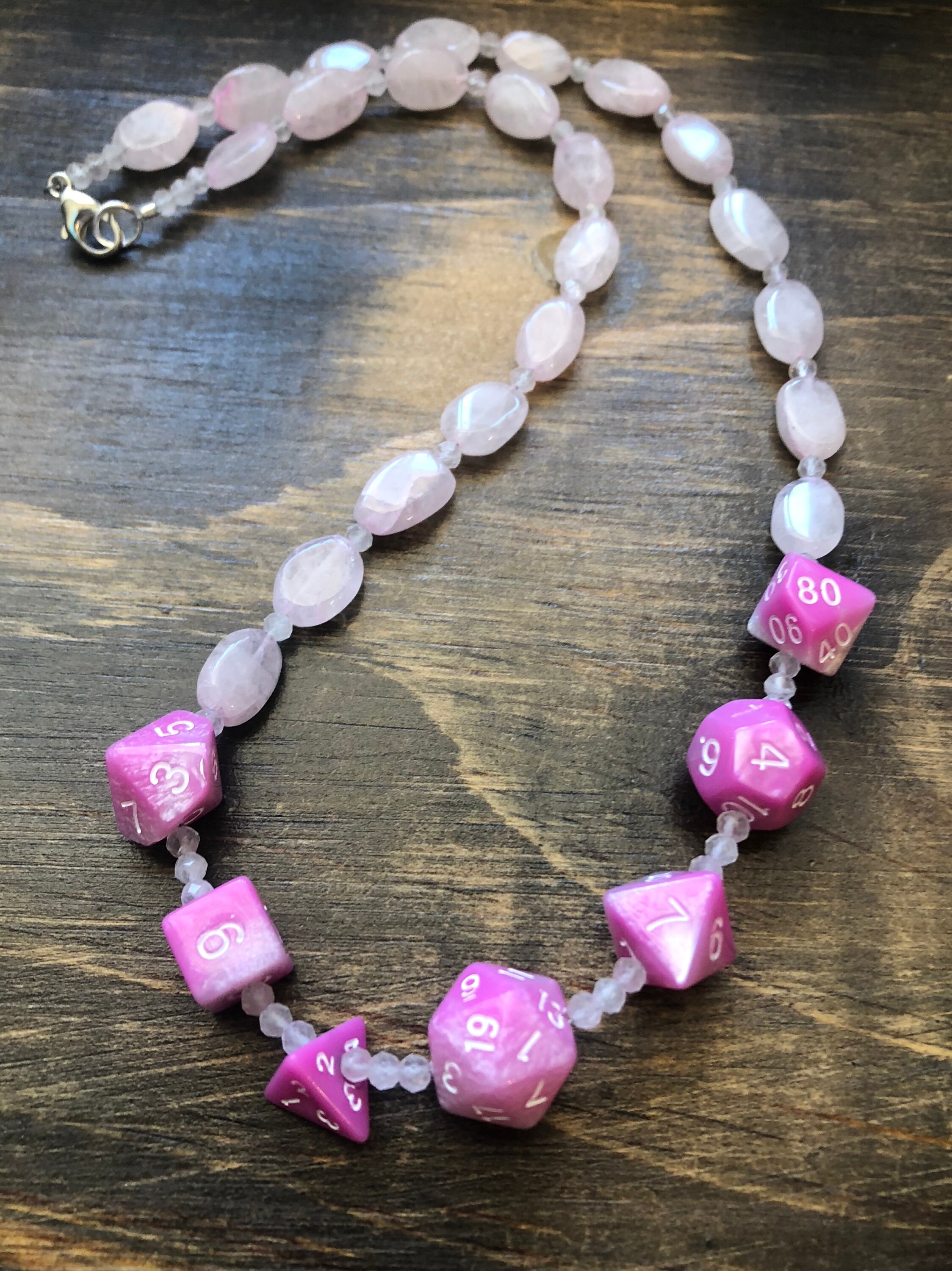 DnD Necklace Caduceus Rose Quartz and Sterling Silver | Etsy
