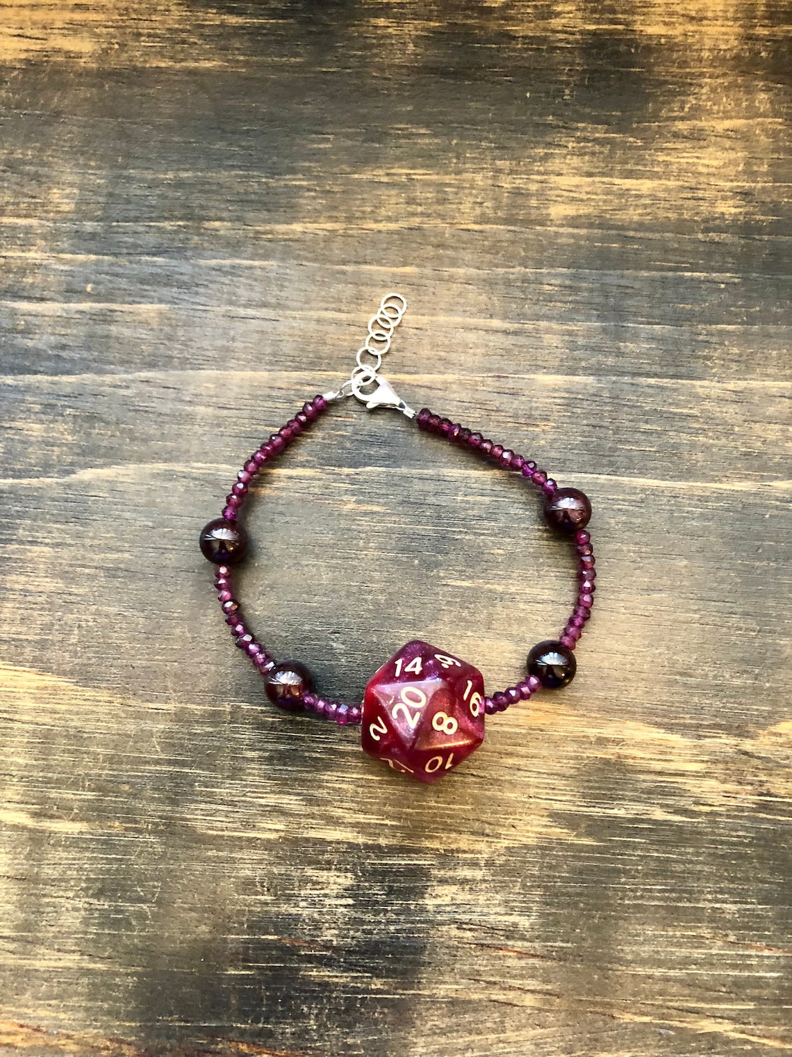 Dnd Bracelet Dnd D20 MTG Garnet Sterling Silver RPG - Etsy Sweden