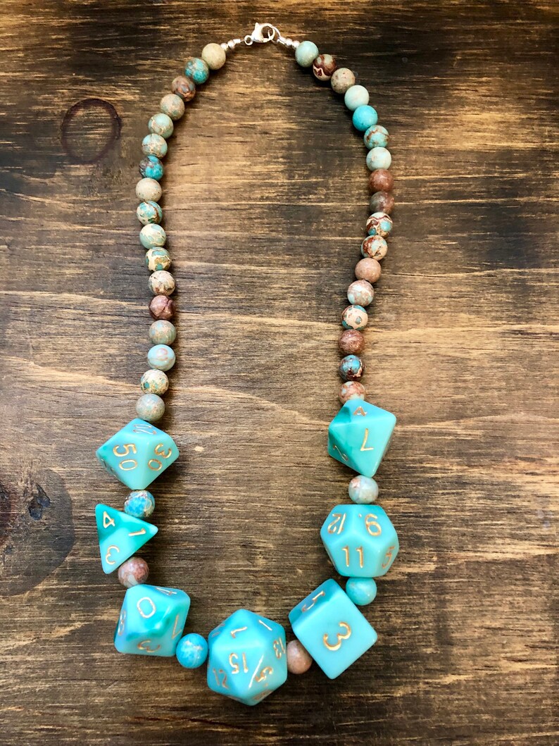 DnD Necklace Jasper Beads and Sterling Silver clasp D&D | Etsy