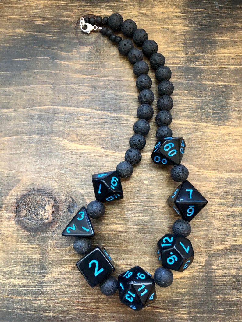 Dnd Necklace Dnd D20 MTG Lava Rock Beads & Sterling - Etsy