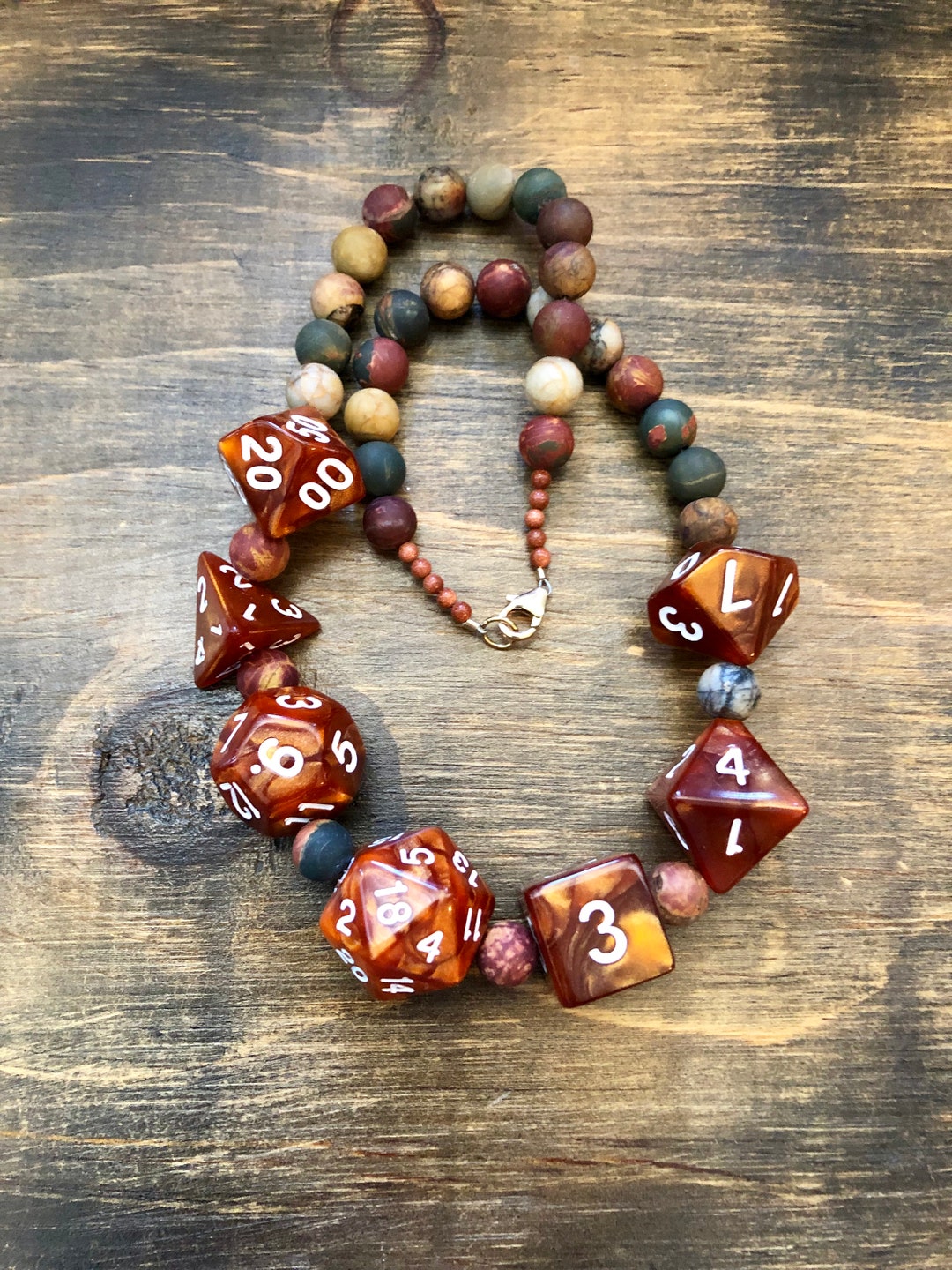 Dnd Necklace, 17", Bertrand, Jasper Beads, Gold Filled Clasp, D&D ...