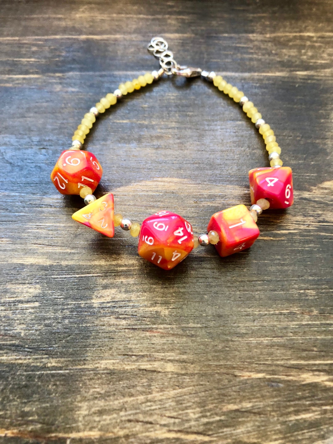 Critical Role Bracelet, 6.5-7.5", Dnd, D20, MTG, Yellow Jade, Sterling ...