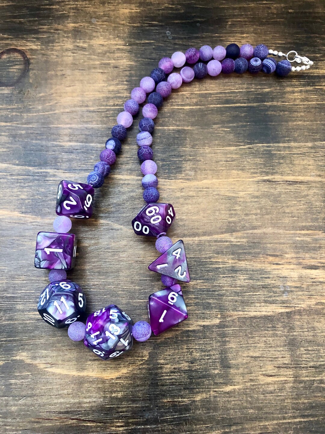 Dnd Necklace, Agate Beads, Sterling Silver Clasp, D&D, Critical Role ...