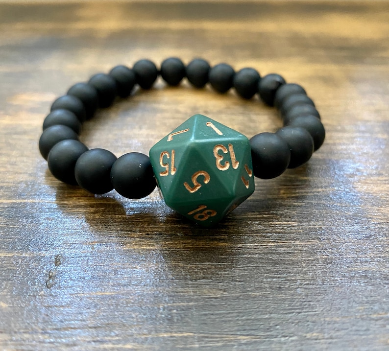 DND Bracelet, Dnd Jewelry, D20, MTG, Onyx Beads, Critical Role, RPG ...