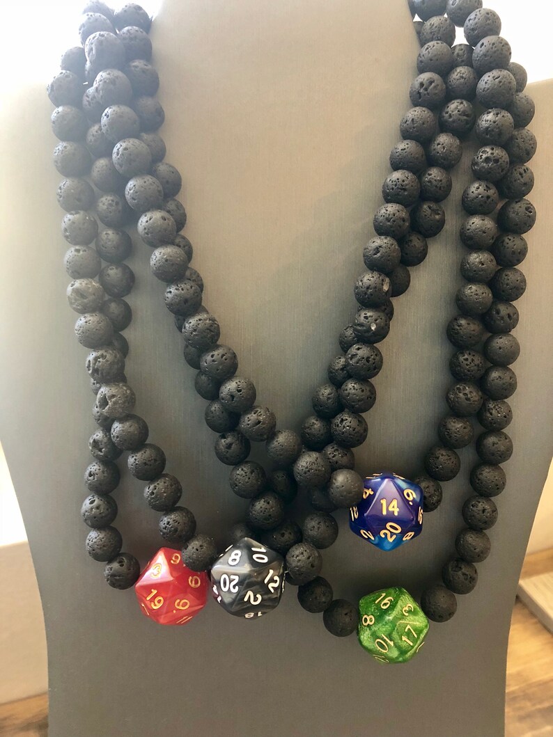 Dnd Necklace, Dnd, D20, MTG, Lava Rock Beads & Sterling Silver, Unisex ...