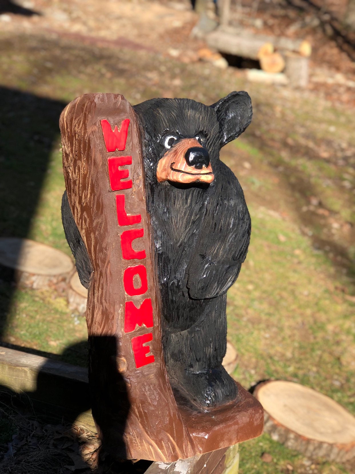 Chainsaw Carved Welcome Bear - Etsy