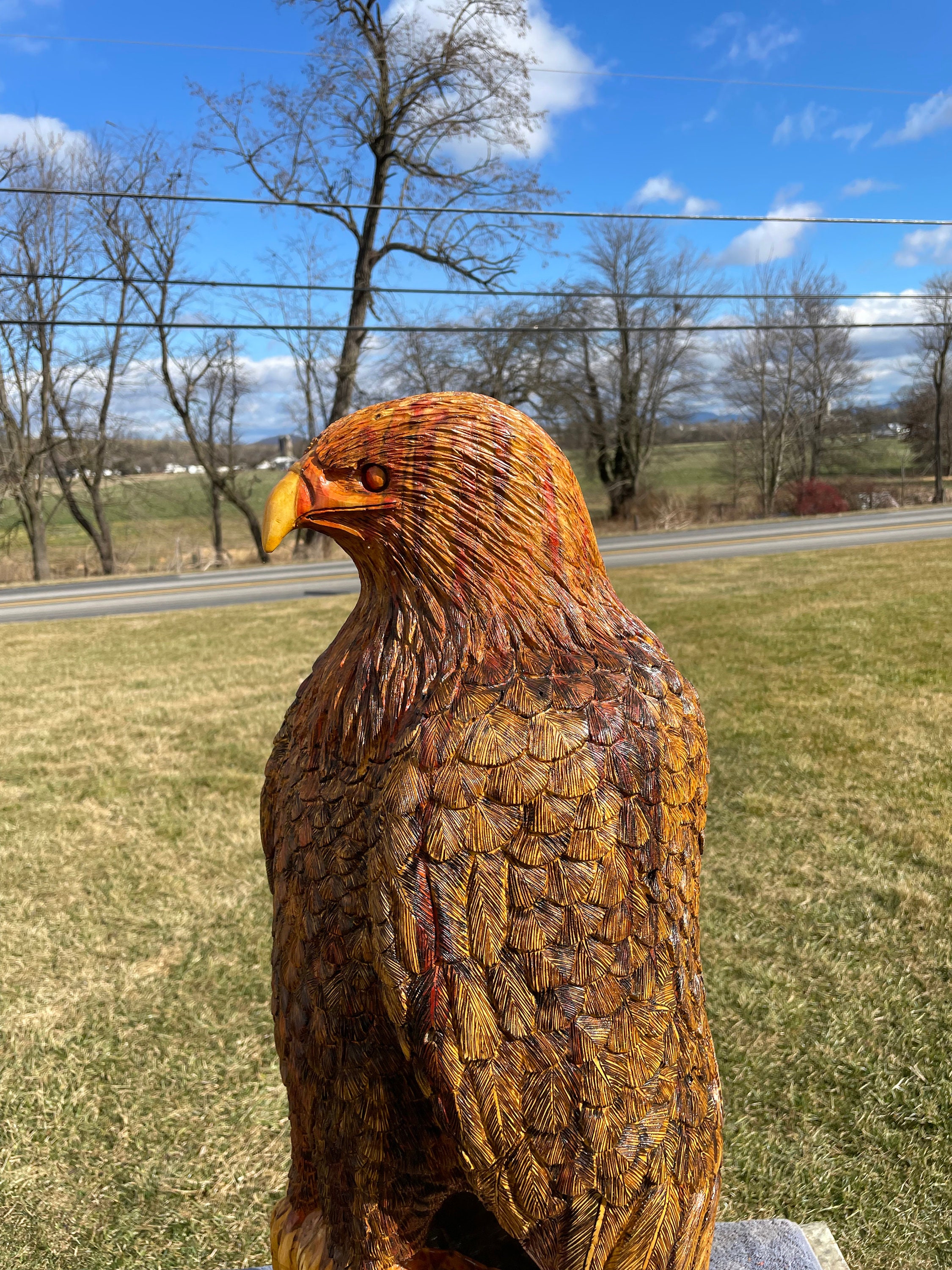 Chainsaw Carved Eagle- Natural Finish - Etsy