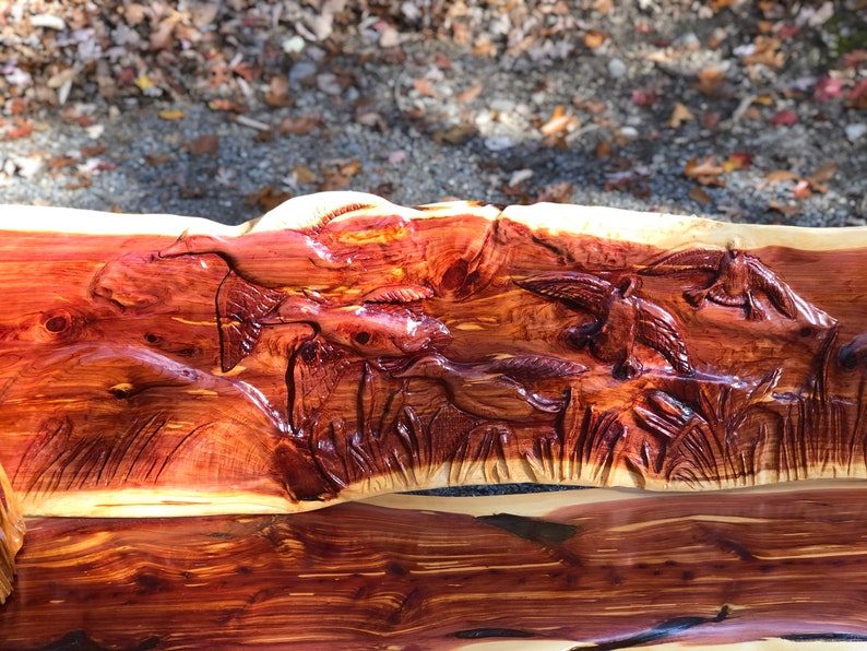 Custom Carved Cedar Bench: Chainsaw Carving and Jand Detailing - Etsy