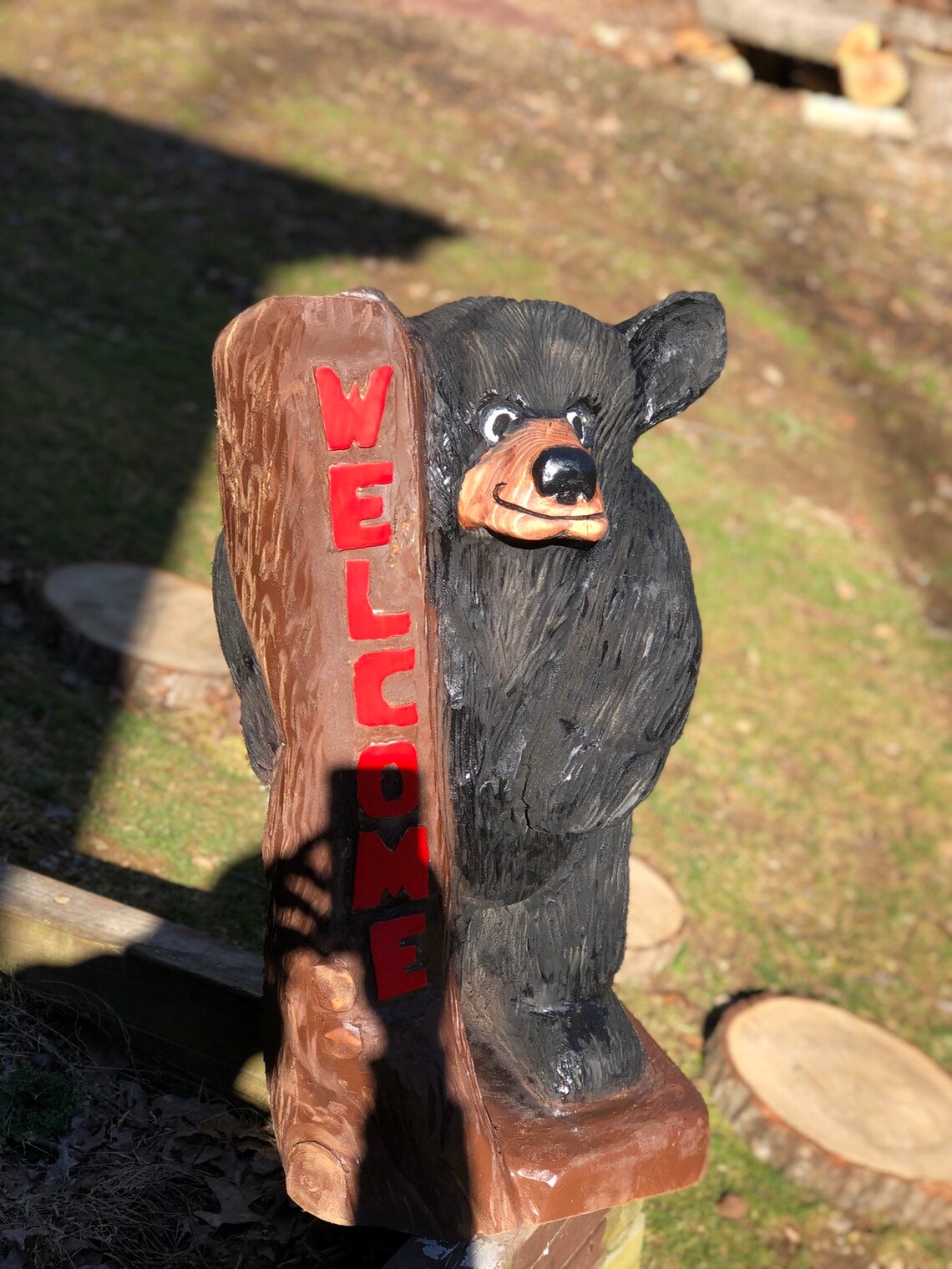 Chainsaw Carved Welcome Bear - Etsy