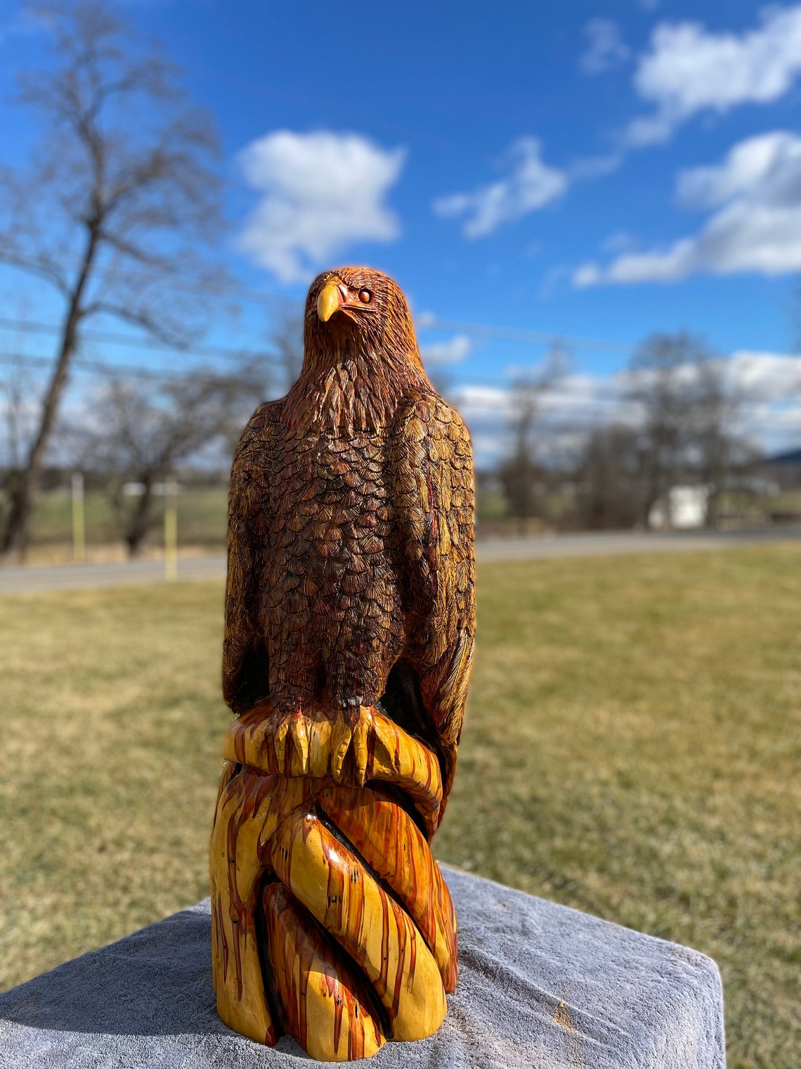 Chainsaw Carved Eagle- Natural Finish - Etsy