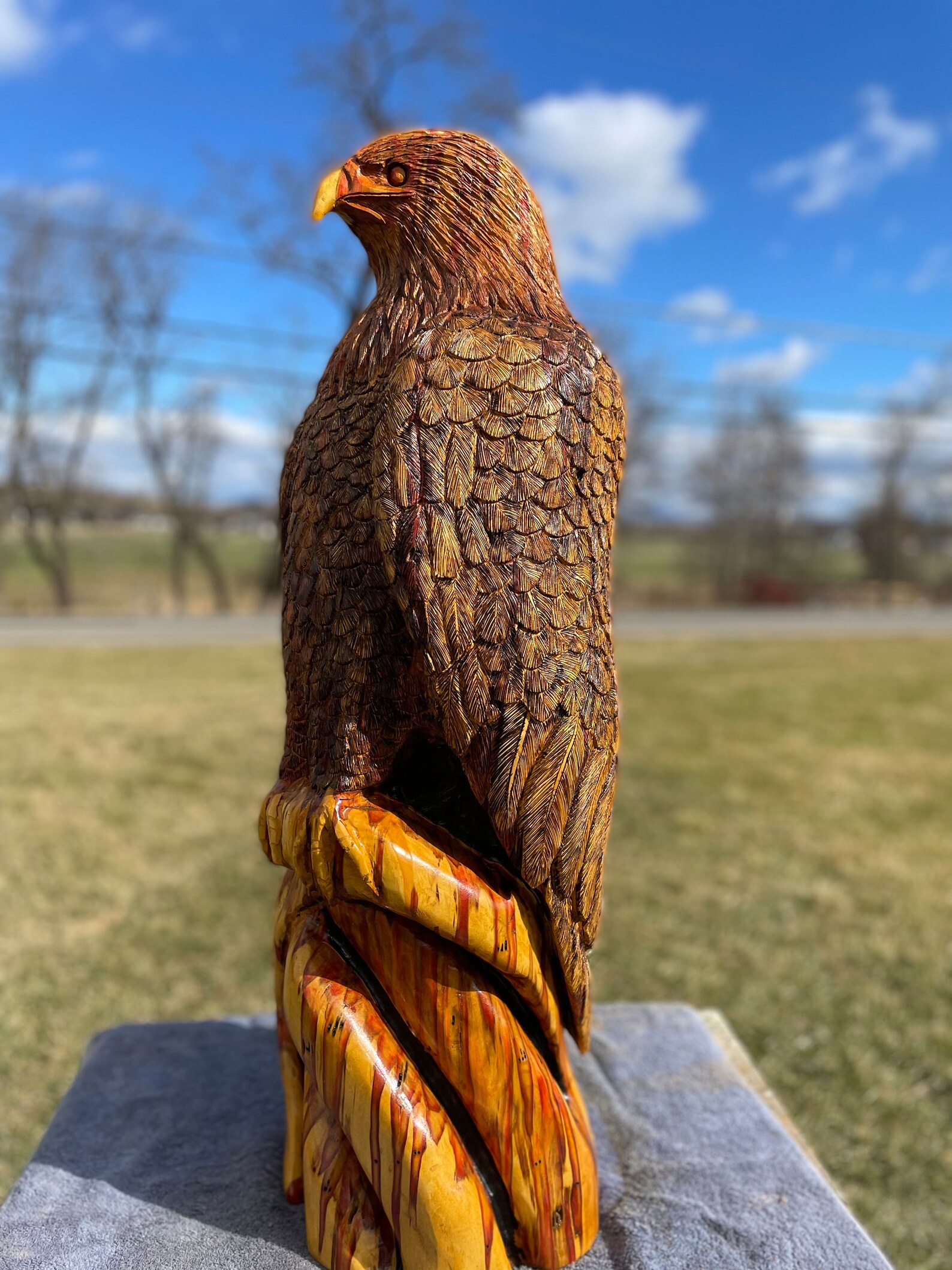 Chainsaw Carved Eagle- Natural Finish - Etsy